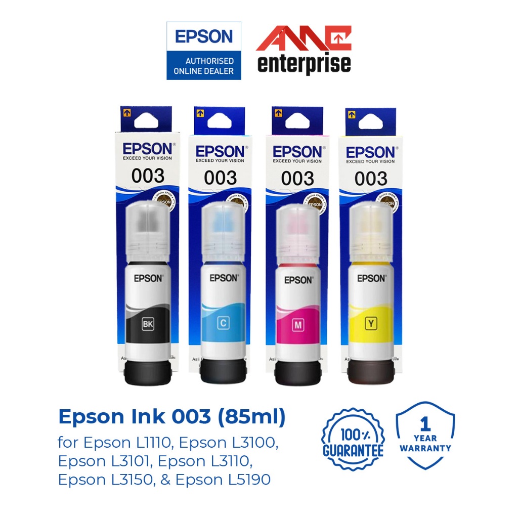Epson Ink 003 (85ml) for Epson L1110, Epson L3100, Epson L3101, Epson ...