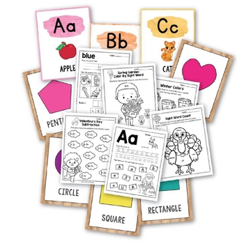 [PDF] Seasons Theme Printable Math & Literacy Worksheets (90 pages) for ...