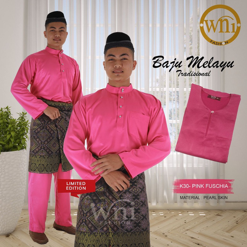 BAJU MELAYU TRADISIONAL PINK FUCHSIA (BERPESAK) | Shopee Malaysia