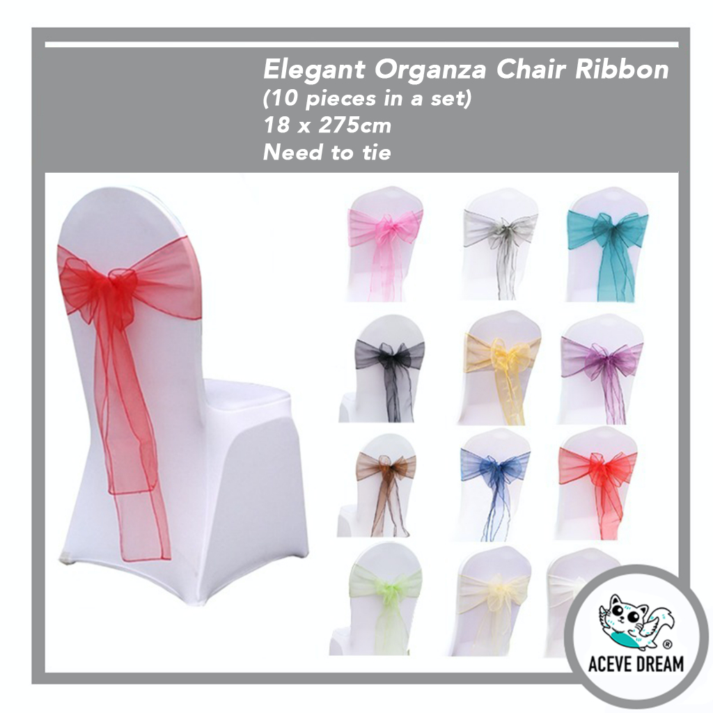 ACEVE DREAM READY STOCK (10pcs) Elegant Organza Chair Back Ribbon Deco ...