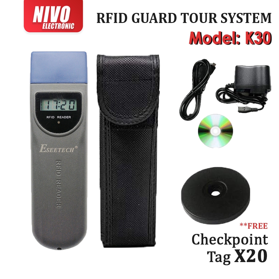 K30 RFID Guard Tour System Guard Clocking System With 20pcs Checkpoint ...