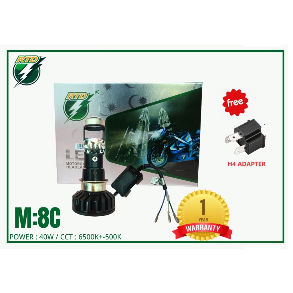 RAYTON RTD AC/DC M8C LED MOTORCYCLE HEADLIGHTS PROJECTOR LENS LASER LED ...