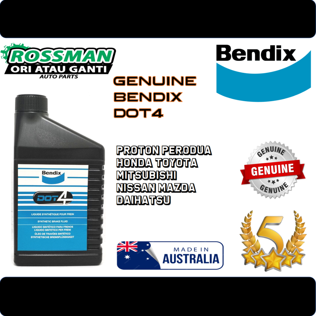 Genuine BENDIX DOT4 IV Original Brake Oil Fluid 1L - Minyak Brek Dot 4 ...