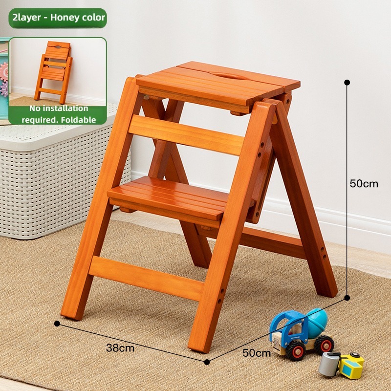 Solid Wood Folding Ladder Chair Household Ladder Chair Dual-Use Step ...