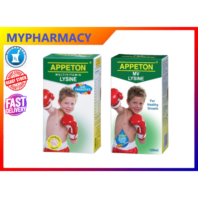 APPETON Multivitamin Lysine Syrup 120ml / Chewable Tablets 60's ...