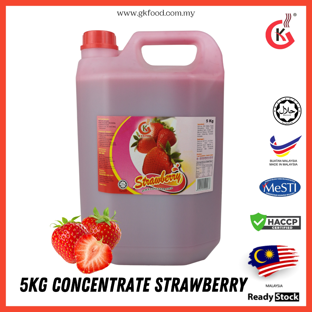 G&K 1:8 Concentrate Strawberry Juice 5kg(4L) | Jus Pekat Halal | air balang,ice blended,smoothie ...