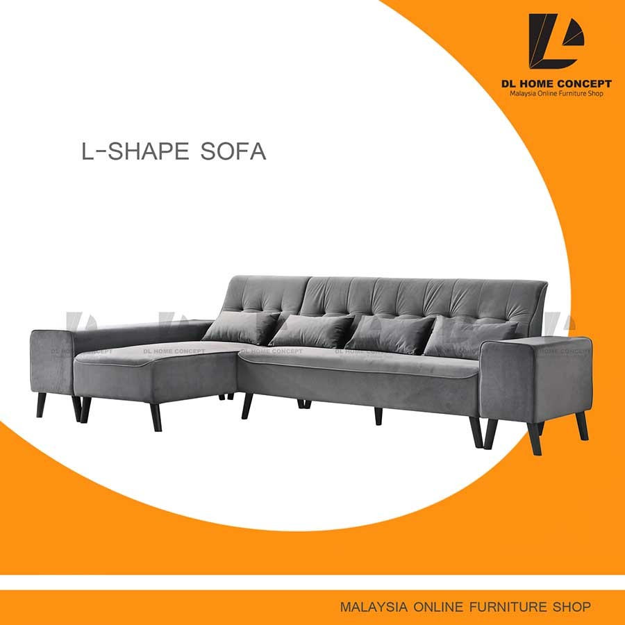DL Home Concept L Shape Sofa Velvet Fabric (Free 4 Pillow) | Shopee ...