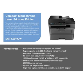 Brother Wireless Duplex Laser Printer- DCP-L2640dw New - Print Scan ...
