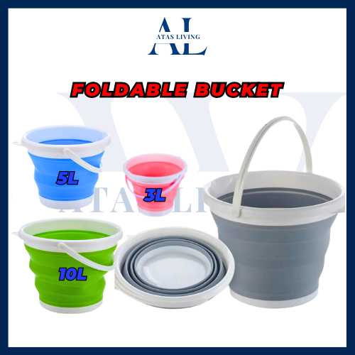 🔷ATAS🔷 3L/5L/10L Foldable Bucket Collapsible Bucket Baldi Lipat Water ...