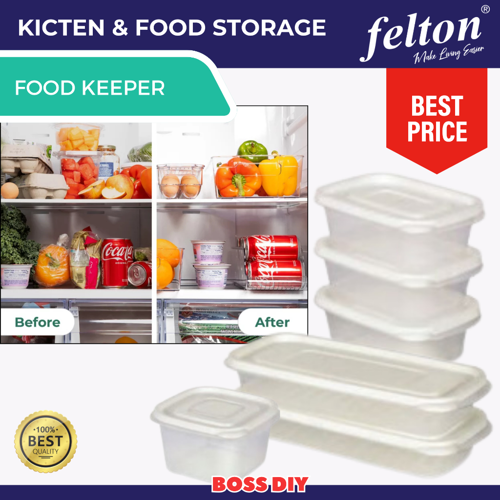 FELTON Food Storage Fridge Organizer Airtight Container Freezer Storage ...