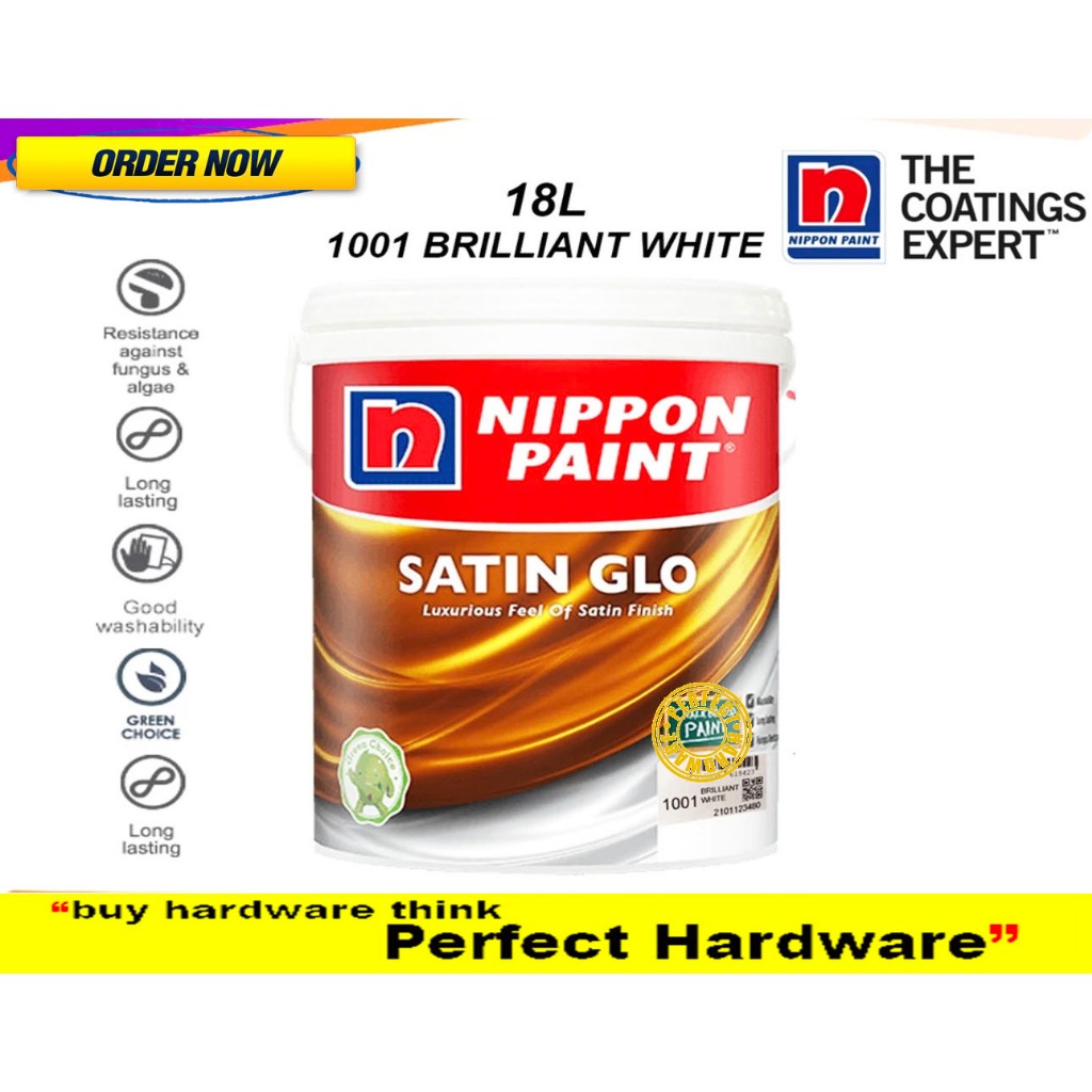 18L - Nippon Paint Satin Glo Interior Wall | Shopee Malaysia