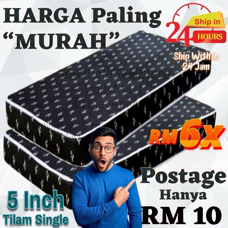 ☝️ 【1 Order 1Pcs】Tilam Single 5Inch 【Single Mattress】Ready Stock 【Ship ...