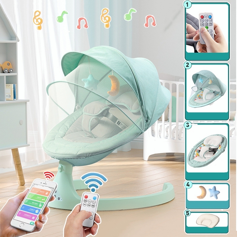 COD Newborn Baby Auto Swing Leaf Cradle Bouncer Electric Baby Rocker ...