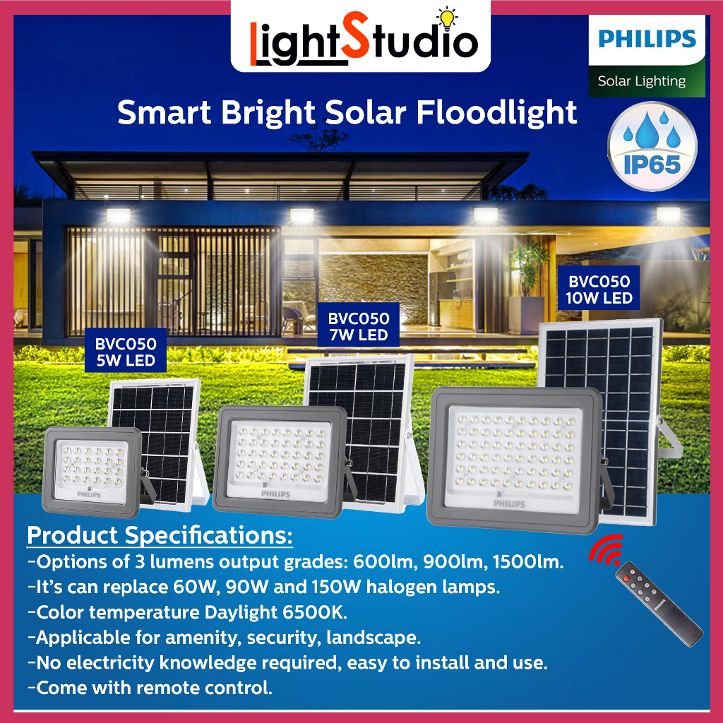 PHILIPS SOLAR SmartBright Spotlight / Flood Light 5W/7W/10W (Daylight ...