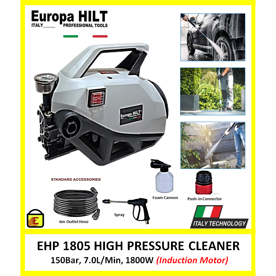 EHP1805 - HIGH PRESSURE CLEANER - 150 Bar Max, 7.0 L/Min, 1800 W ...