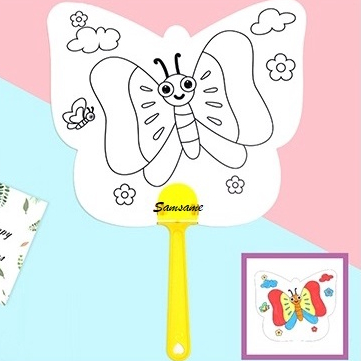Kids DIY Own Fan Coloring kipas Graffiti Paint Warna kanak colouring ...