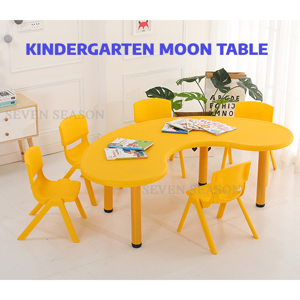 Kindergarten Arch Moon Shape Kid Study Table with Adjustable Table ...