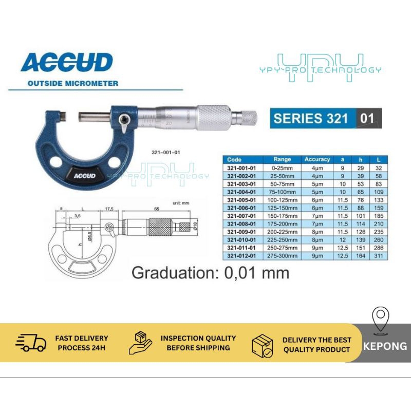 ACCUD Stainless Steel Outside Micrometer (Series 321)/ACCUD不锈钢外径千分尺 (321系列) | Shopee Malaysia