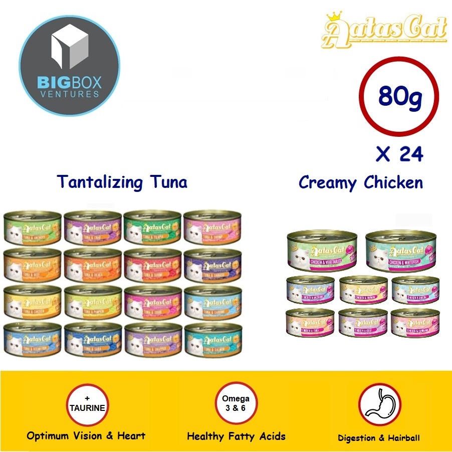 Aatas Cat Tantalizing Tuna & Creamy Chicken Canned Food 80g x24 / Wet Food / Adult / Kitten ...