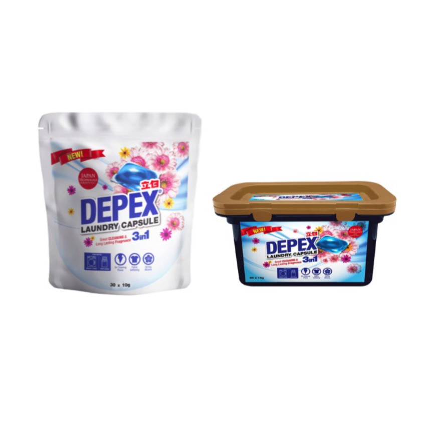 Depex Laundry Capsule Pod Detergent Refill Pack / Box Antibacterial Protect Clothes Colour ...