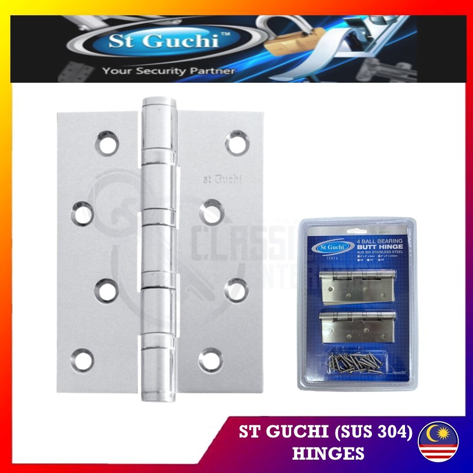 ST GUCHI Hinges SUS304 3Pcs Heavy Duty 4 Ball Bearing Stainless Steel ...