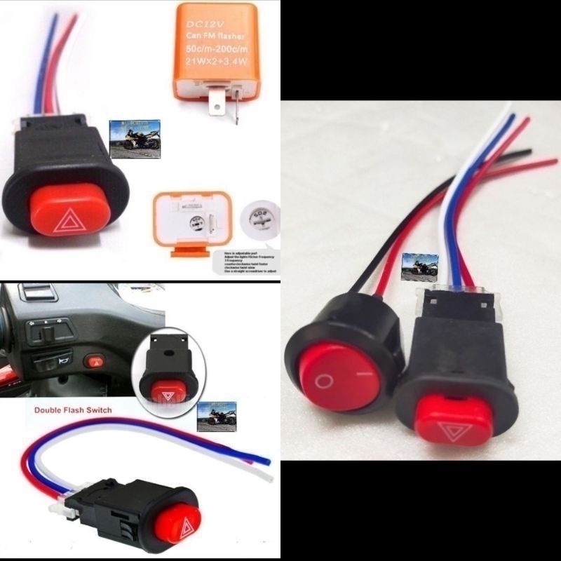 MOTORCYCLE HAZARD LIGHT DOUBLE SIGNAL SWITCH AND RELAY/ SWITCH ON/OFF ...