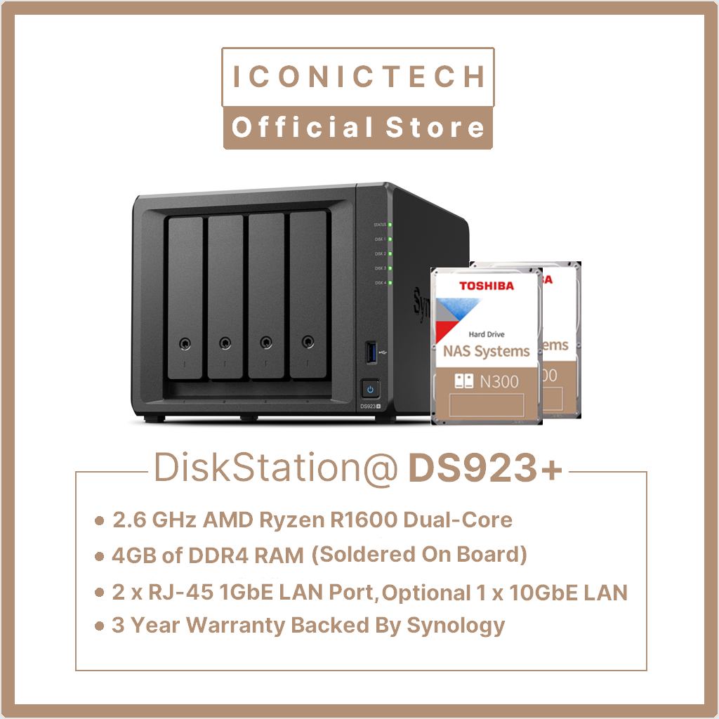 0TB~48TB Toshiba n300 Synology DS923+ NAS | Pre Configured Nas | On ...