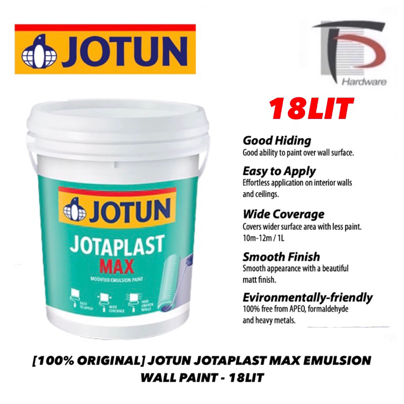 [100% ORIGINAL] JOTUN JOTAPLAST MAX EMULSION WALL PAINT - 18LIT ...