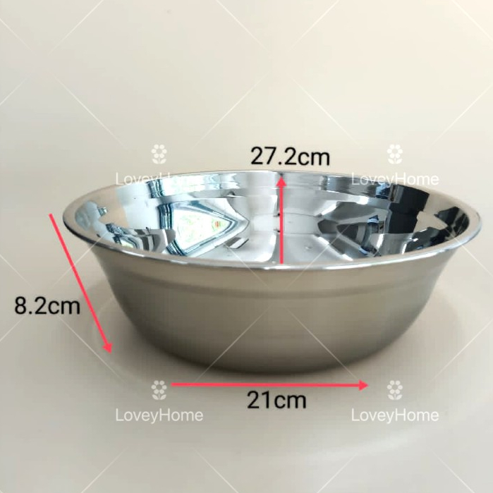 Stainless Steel Basin Deep Mixing Salad Bowl Multipurpose Food Dish ...