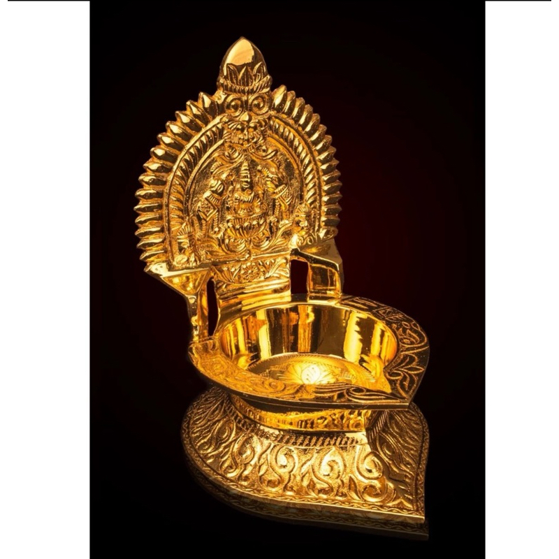 Sri Ganesh Gold Plated Kamatchi Vilakku Big 7 inch 18 cm | Shopee Malaysia