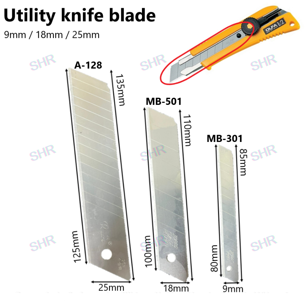 Utility Knife Spare Blade / Refill / Bilah Isi Semula Pisau Utiliti / 美工刀刀片 [ Small,9mm/Medium ...