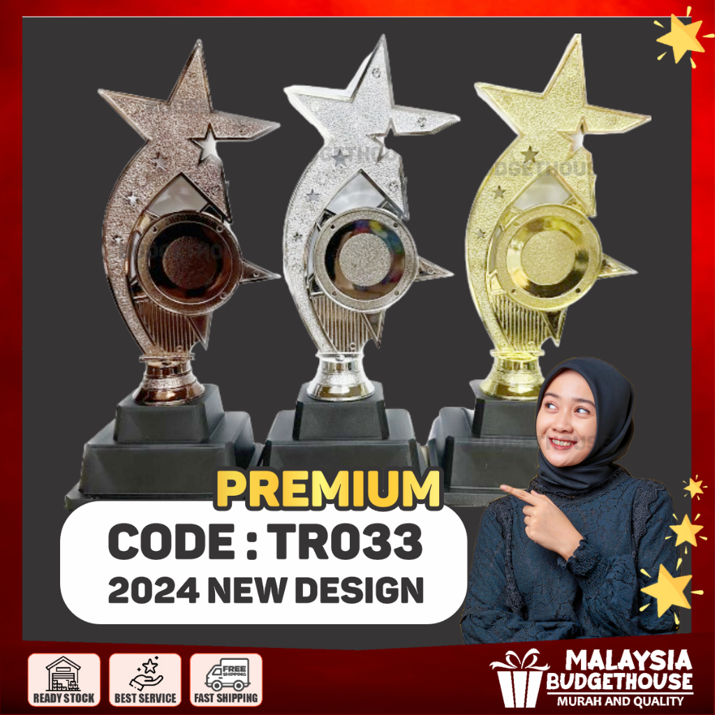 Plastic Trophy Piala Free Design Sticker Medal Hadiah Sukan Award ...