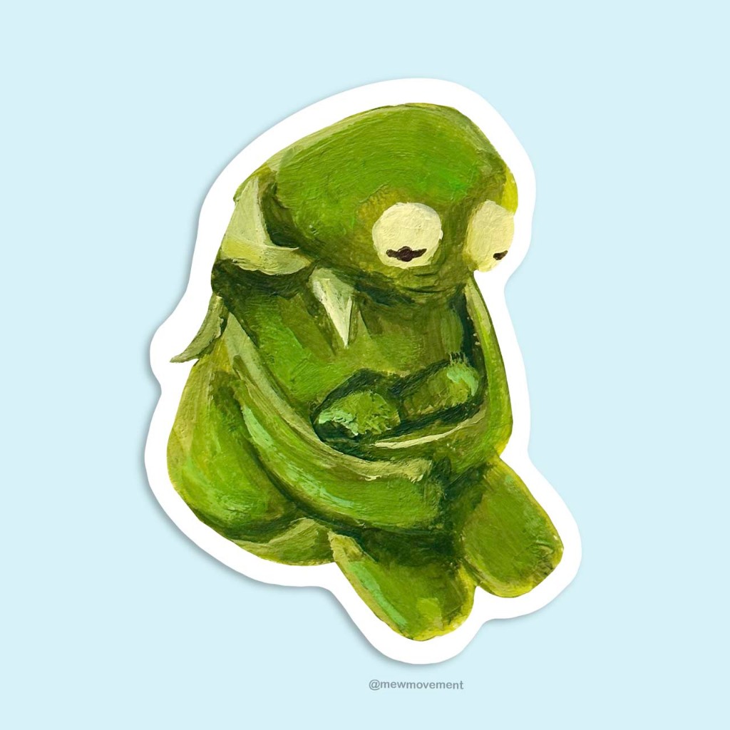Kermit The Frog Sticker, Sad, Lonely, Meme Funny Sticker, Vinyl Laptop ...