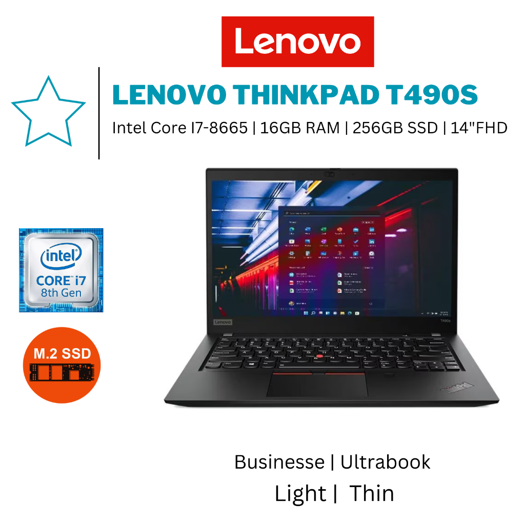 Lenovo Thinkpad T490s I7-8665U / 16GB Ram / 256GB / 512GB SSD / 14 ...