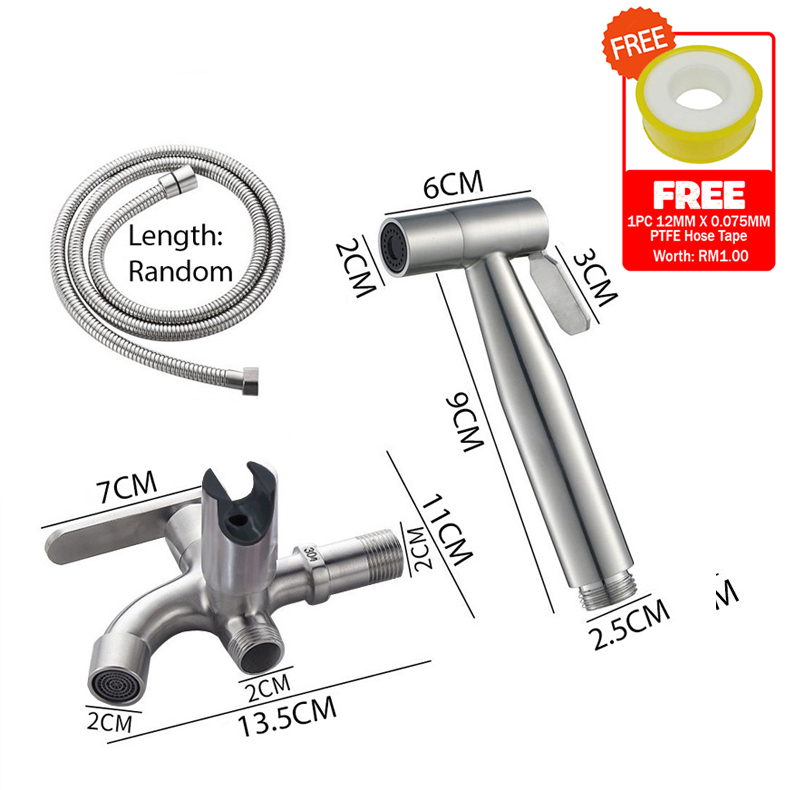 High Pressure Bidet Spray Set Hand Bidet Two Way Tap Faucet Bathroom ...