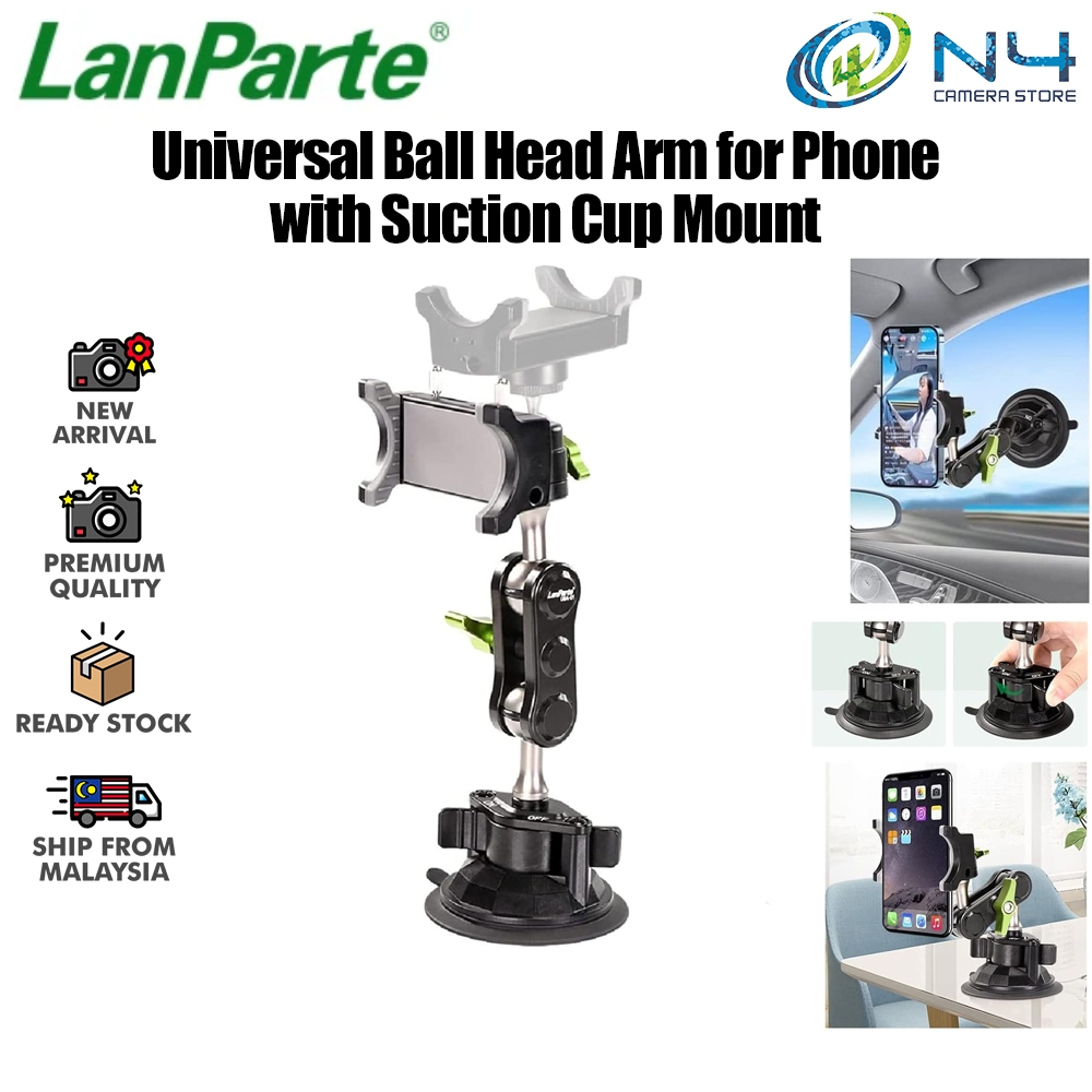 Lanparte Vehicle-Mounted Ball Head Arm Friction Clamp Suction Phone ...