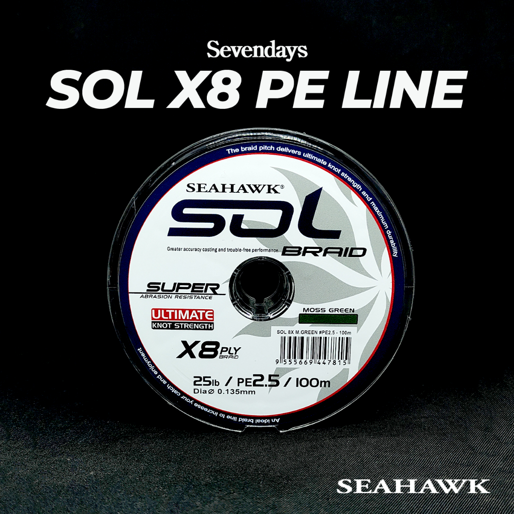 Seahawk SOL X8 Braided PE Line 100m Tali Benang 8 Sulam Fishing Tackle ...