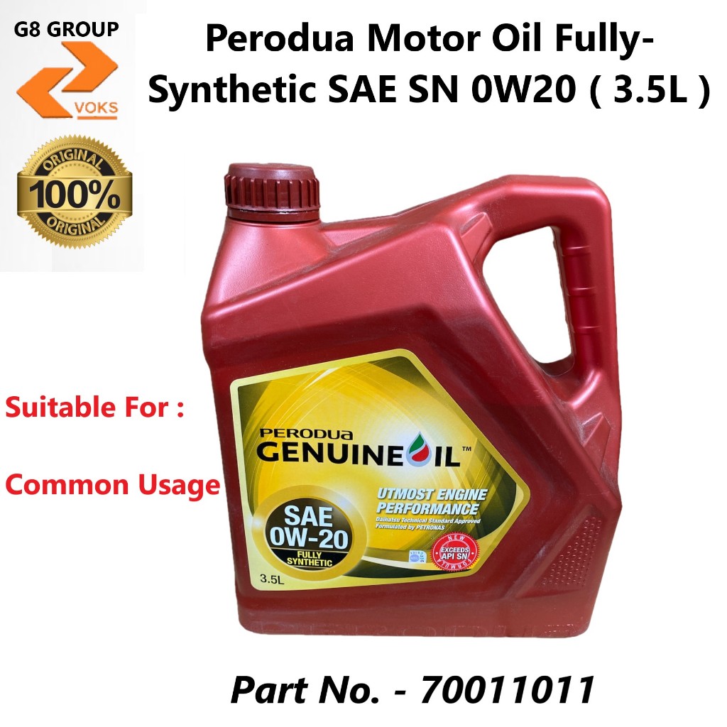 Perodua Motor Oil ( Fully-Synthetic ) SAE SN 0W20 - 3.5L ( 70011011 ) | Shopee Malaysia