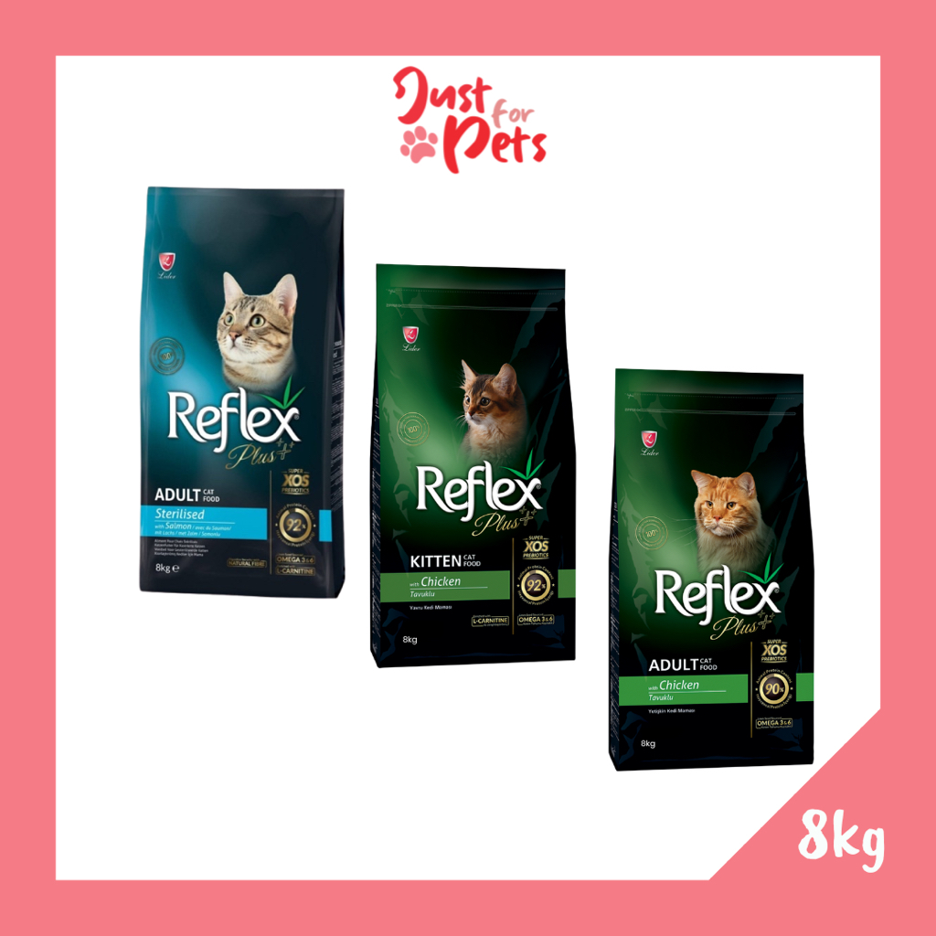 Reflex Plus 8kg Dry Cat Food (Adult Sterilised Salmon/ Adult Chicken ...