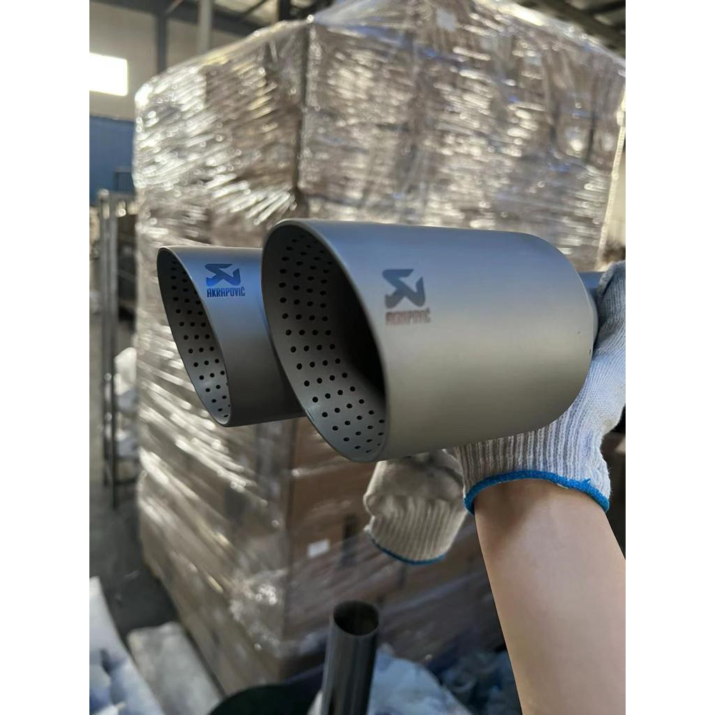 Akrapovic Twin double matte grey exhaust tip VW Golf 8 R Performance ...