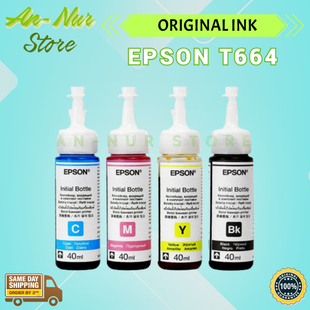 Epson Original T664 Ink 40ml for L120 L121 L210 L220 L360 Ink Refill | Shopee Malaysia