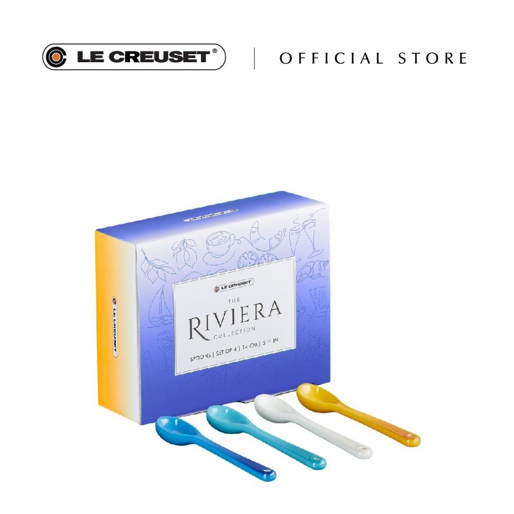 Le Creuset Stoneware Riviera Spoon - Azure Blue, Caribbean, Meringue ...