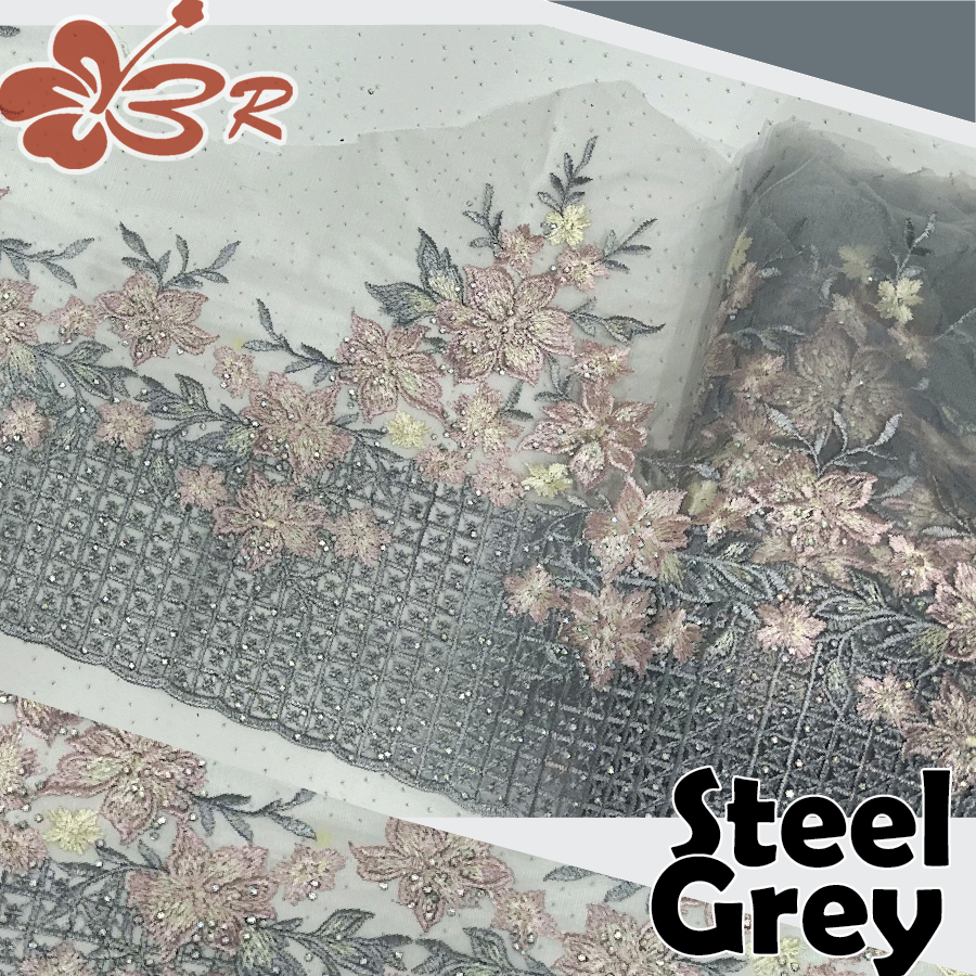 Renda Border Lace Batu Kilat / Kain Renda Corak Bunga Mewah / Sesuai ...