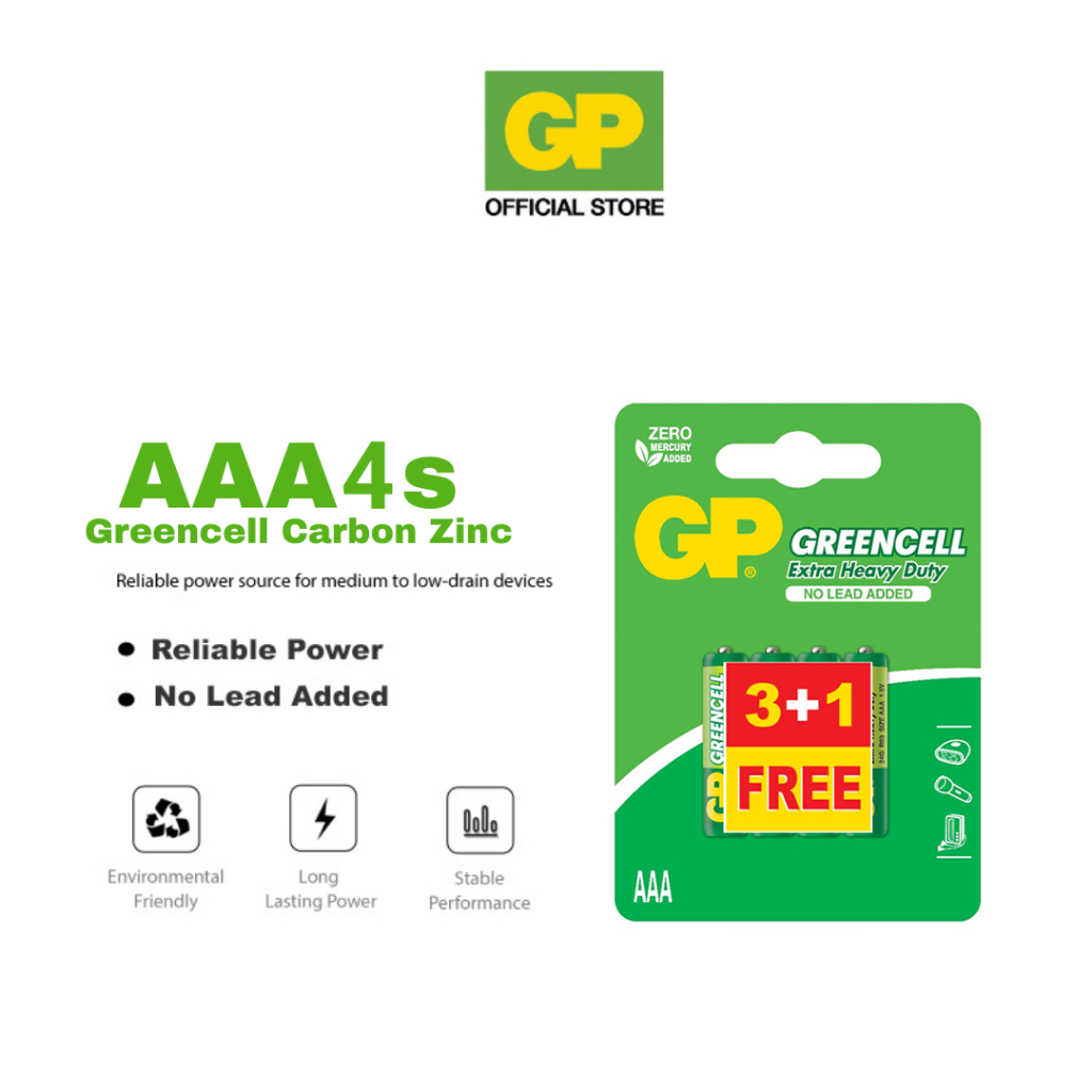GP GREENCELL Extra Heavy Duty Battery AAA [ Card of 3+1s Promo Pack ...