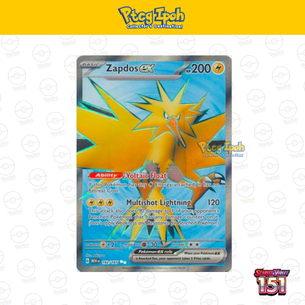 Pokémon Tcg Pokemon 151 Zapdos Ex 192165 Full Art Secret Rare Shopee Malaysia