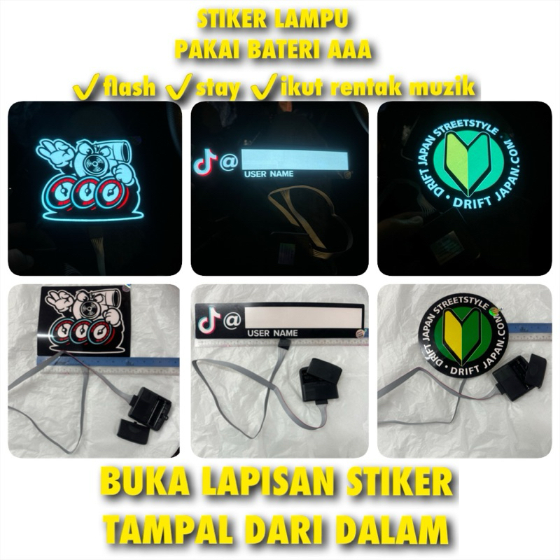 stiker jdm turbo tt berlampu pakai bateri aaa tampal dalam cermin ...