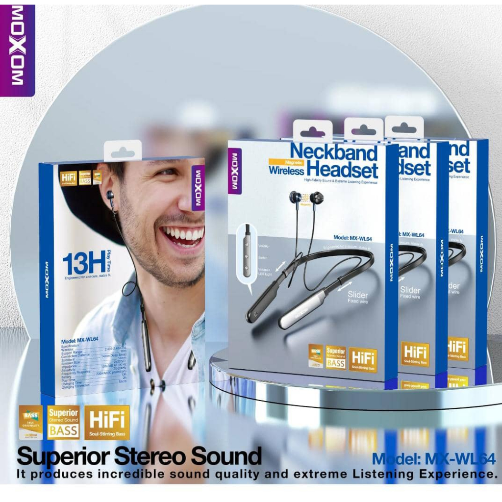 MOXOM MX-WL50 Magnetic Neckband Wireless Headset | Shopee Malaysia