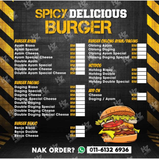 Sticker Cermin Stall Burger (MENU) | Shopee Malaysia
