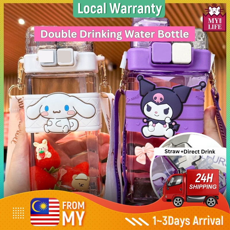 520ml Kuromi Bottle Kids Water Bottle Hello Kitty Melody Cartoon Cute Water Bottle Sanrio Double ...