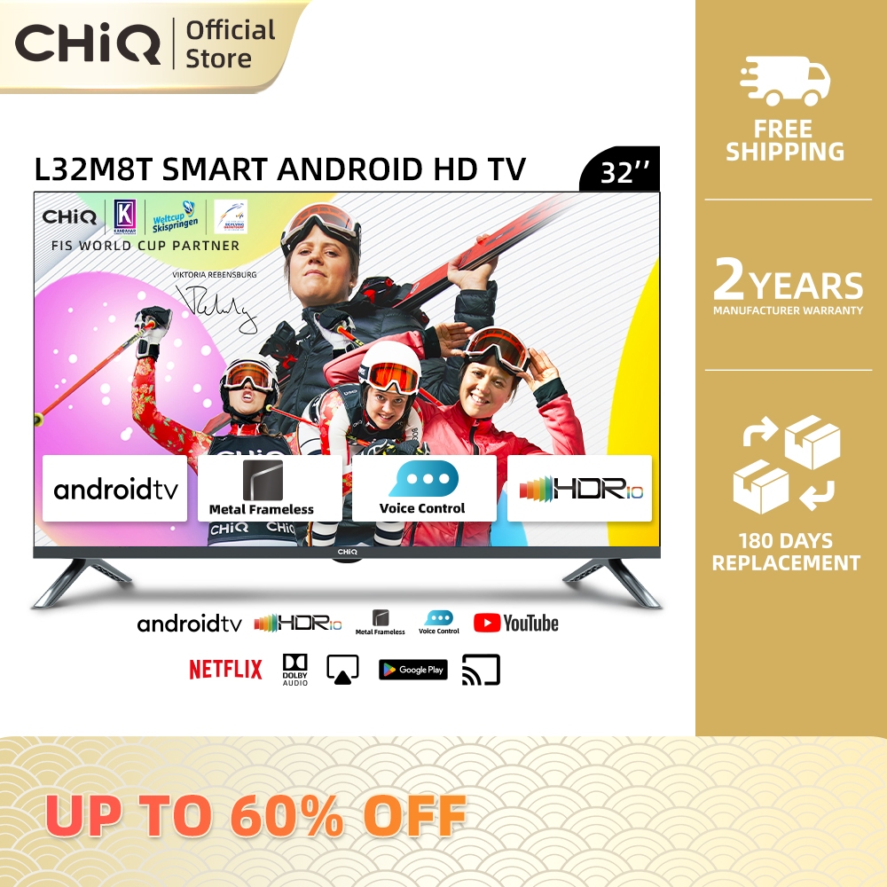 CHiQ TV 32” Metal Full Screen Android TV 11 HD Smart TV/Google ...